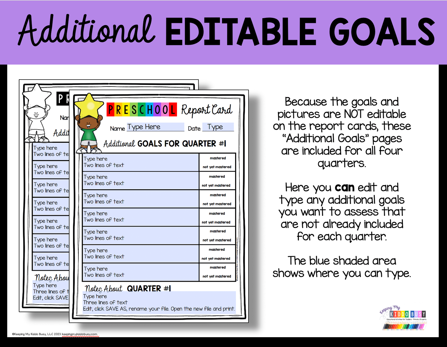 Preschool Report Card and Assessments FREE Download Parent Teacher ...