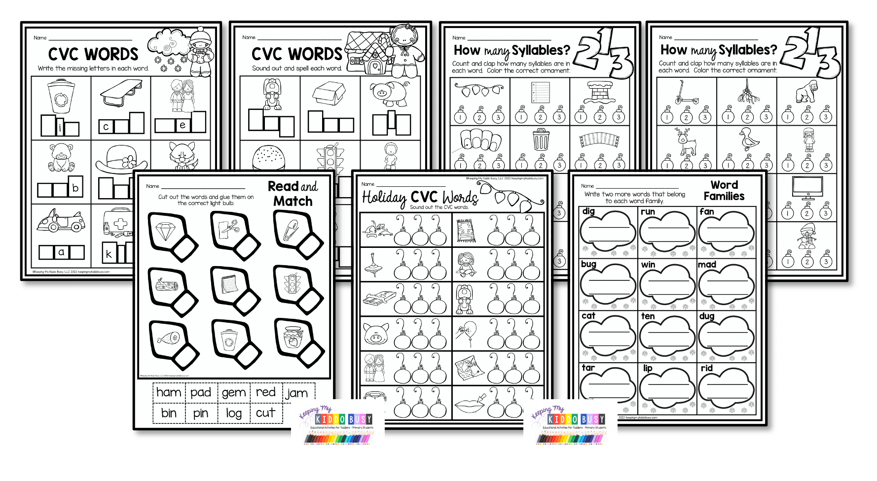 First Grade December Worksheets FREEBIES — Keeping My Kiddo Busy