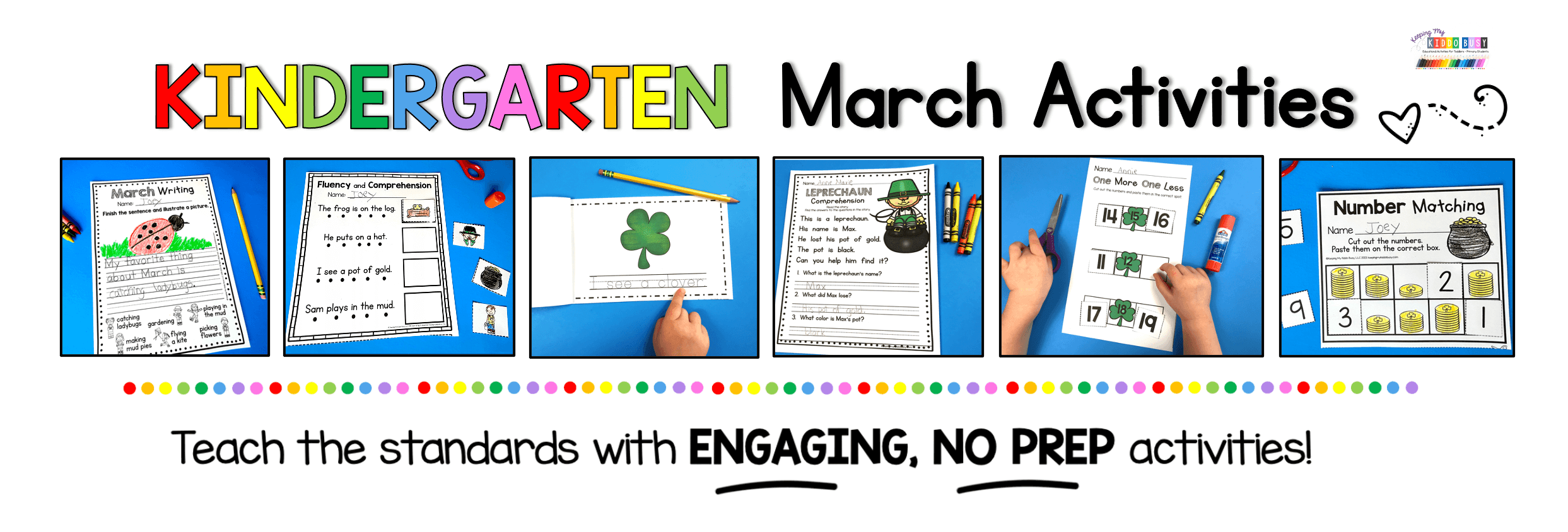 March Math & ELA Kindergarten Pack - No Prep FREEBIES — Keeping My ...