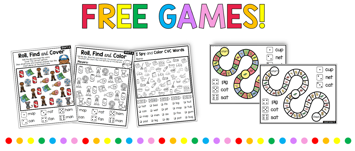 Phonics Games for Kindergarten and First Grade - FREE PRINTABLES ...