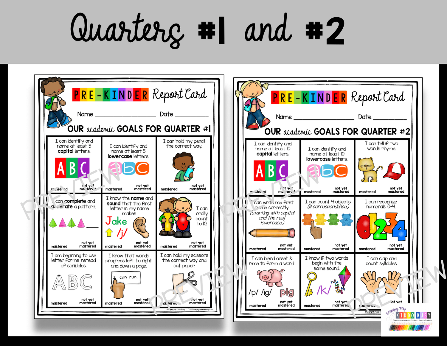 Pre-K Report Cards and Assessments FREE Download Transitional ...