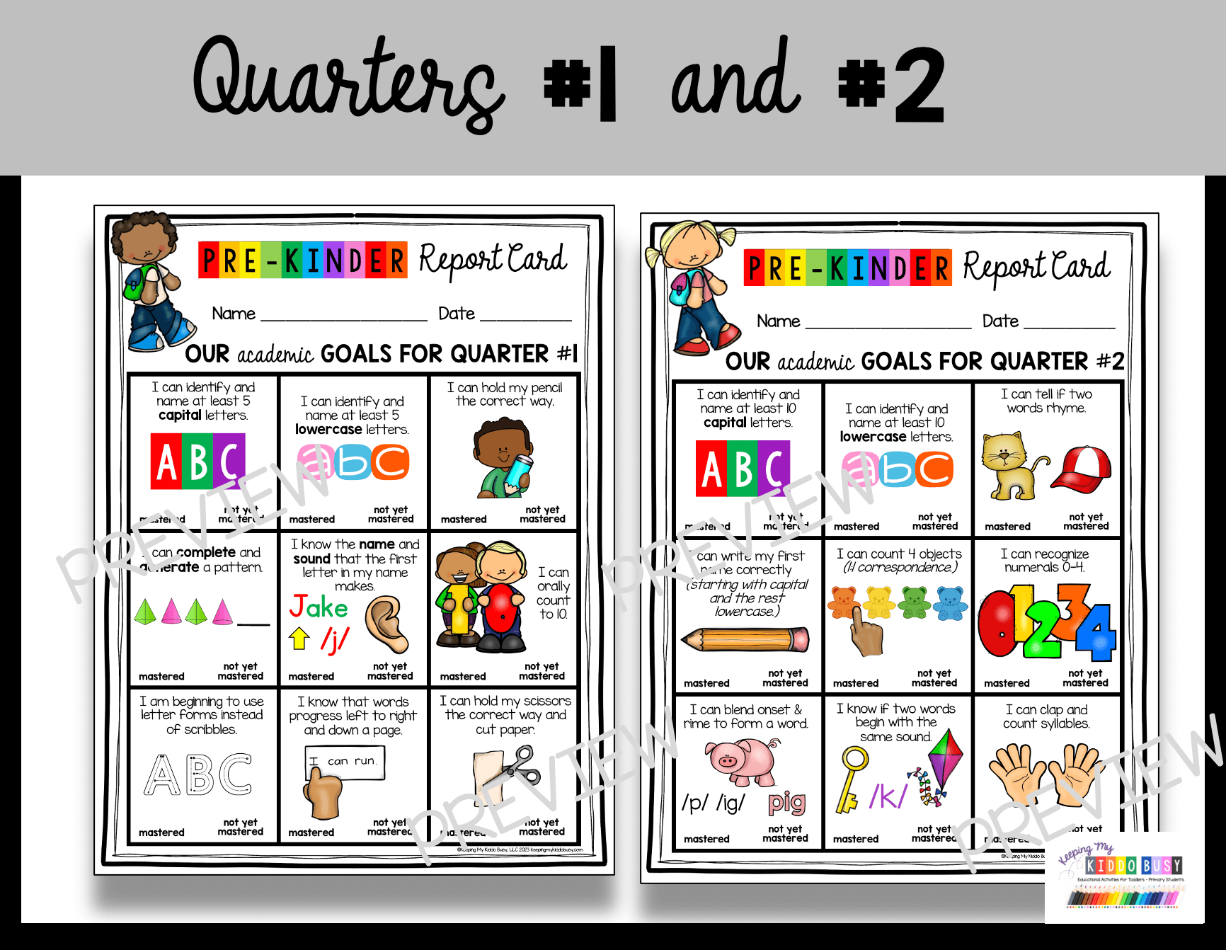 Pre-K Report Cards and Assessments FREE Download Transitional ...