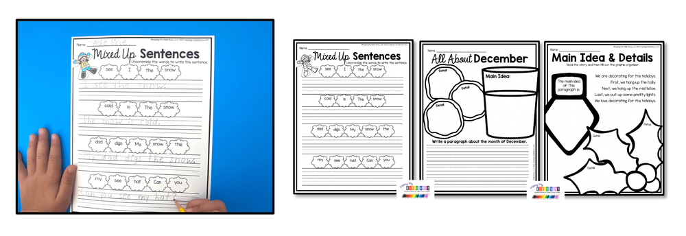 First Grade December Worksheets FREEBIES — Keeping My Kiddo Busy