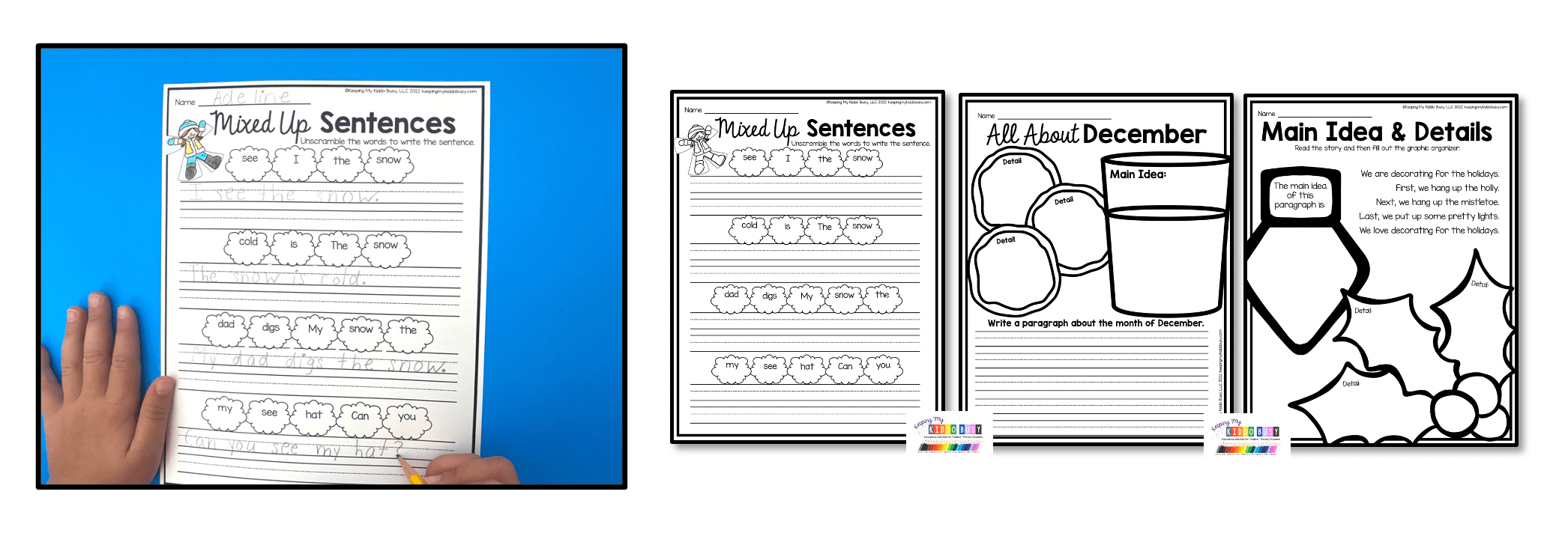 First Grade December Worksheets FREEBIES — Keeping My Kiddo Busy