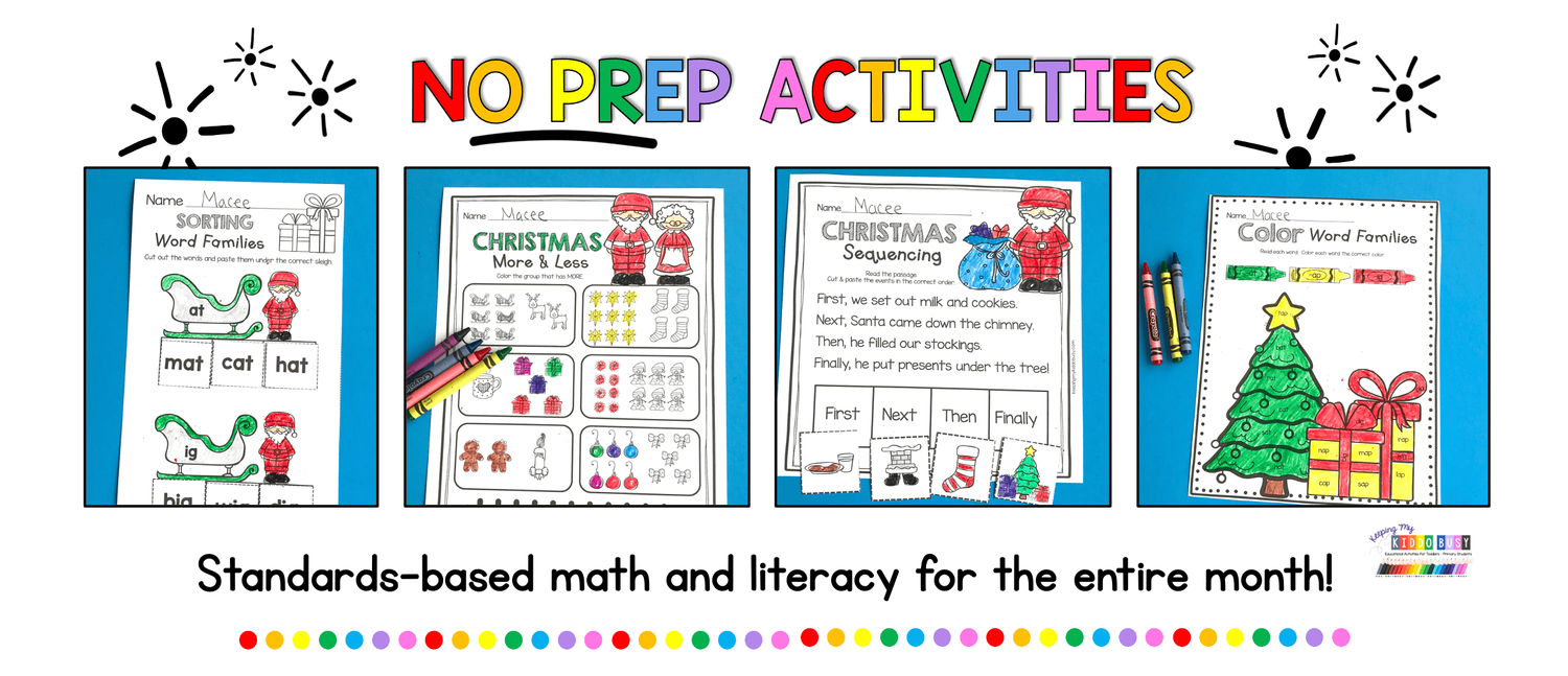 December Math and Literacy Pack - FREEBIES! — Keeping My Kiddo Busy