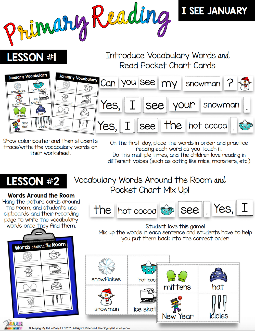 I See January Literacy Pack - Sight Words and Vocabulary WINTER ...