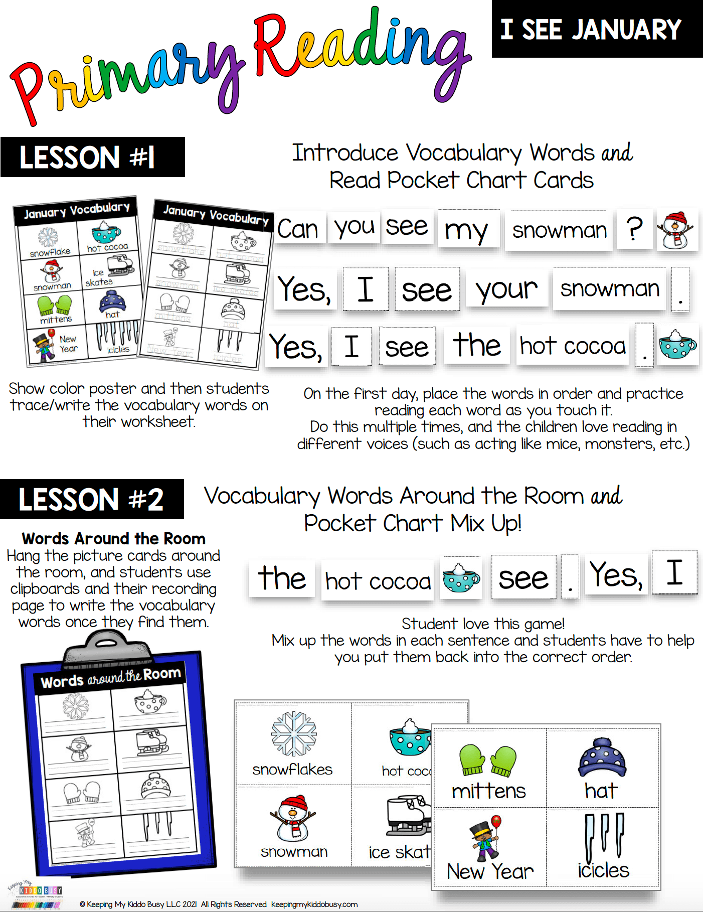 I See January Literacy Pack - Sight Words and Vocabulary WINTER ...