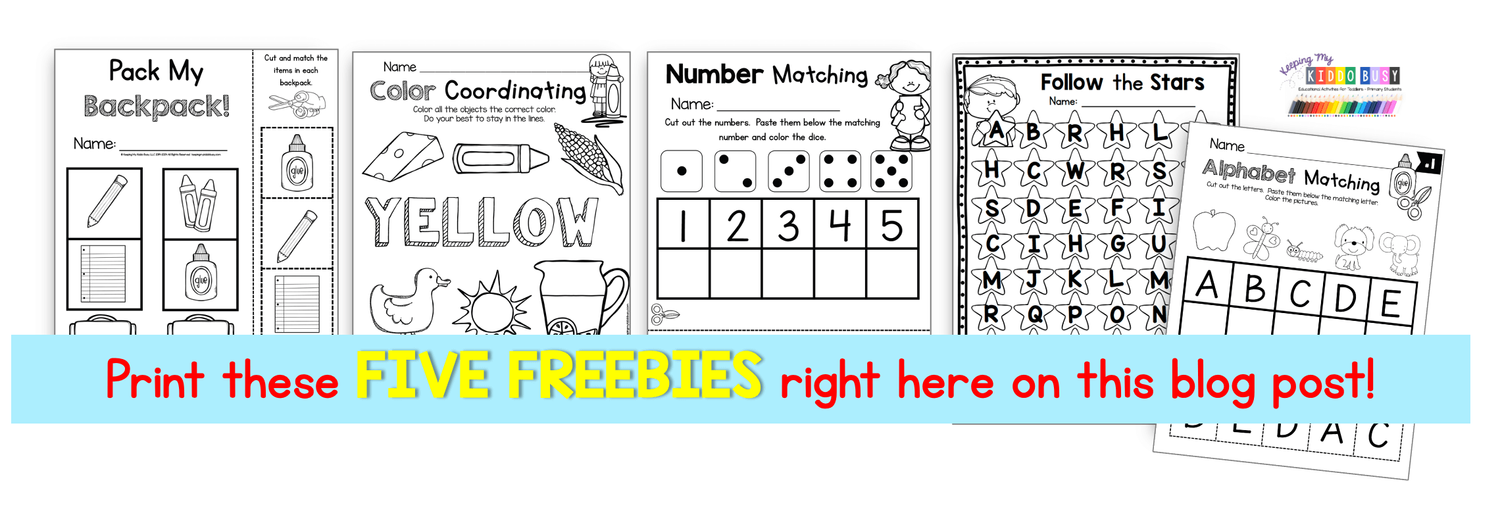 Kindergarten in August - FREEBIES — Keeping My Kiddo Busy