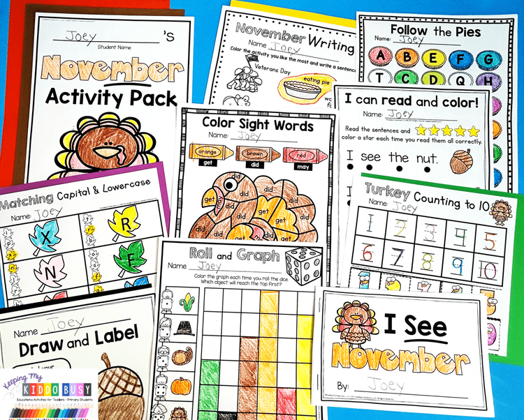 November Math and Literacy Pack - FREEBIES — Keeping My Kiddo Busy