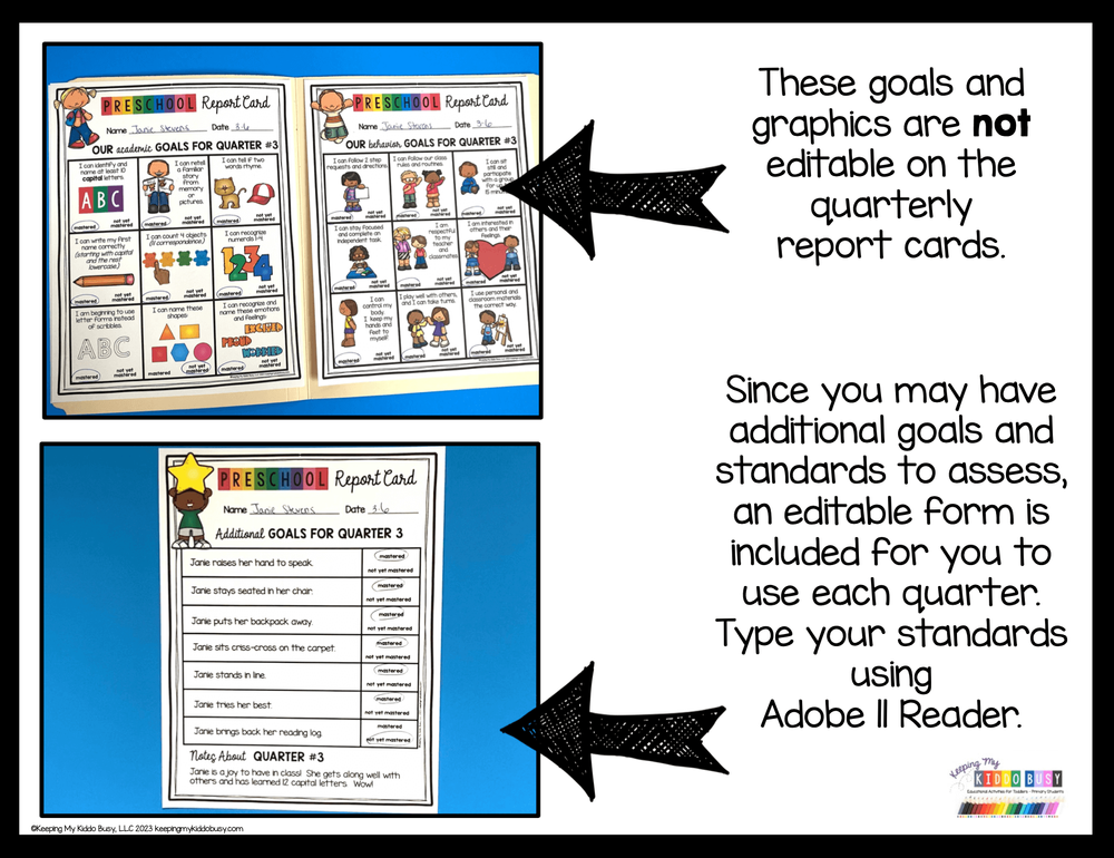 Preschool Report Card and Assessments FREE Download Parent Teacher ...
