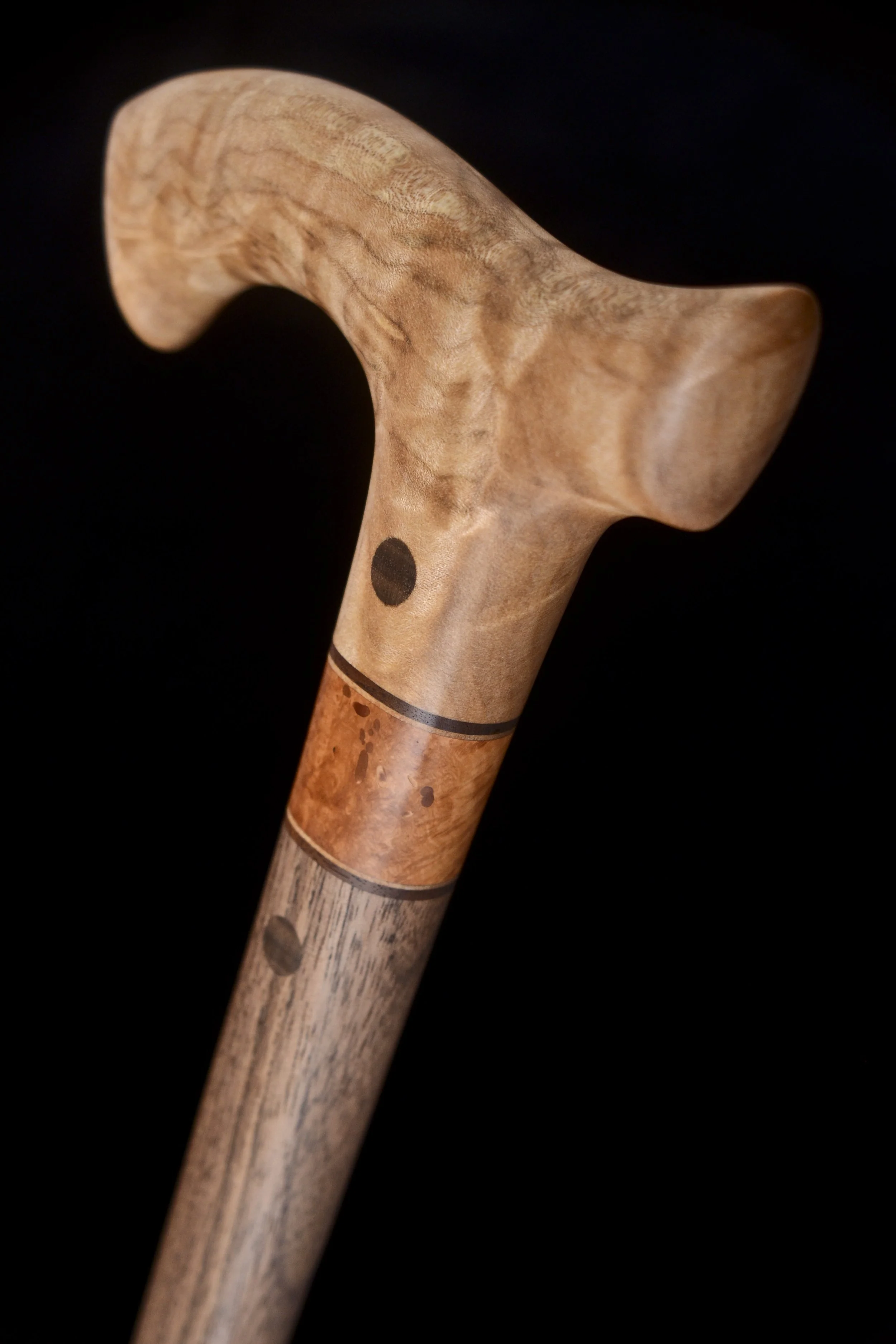 Quilted Maple and Walnut Cane — Gillis Canes, LLC