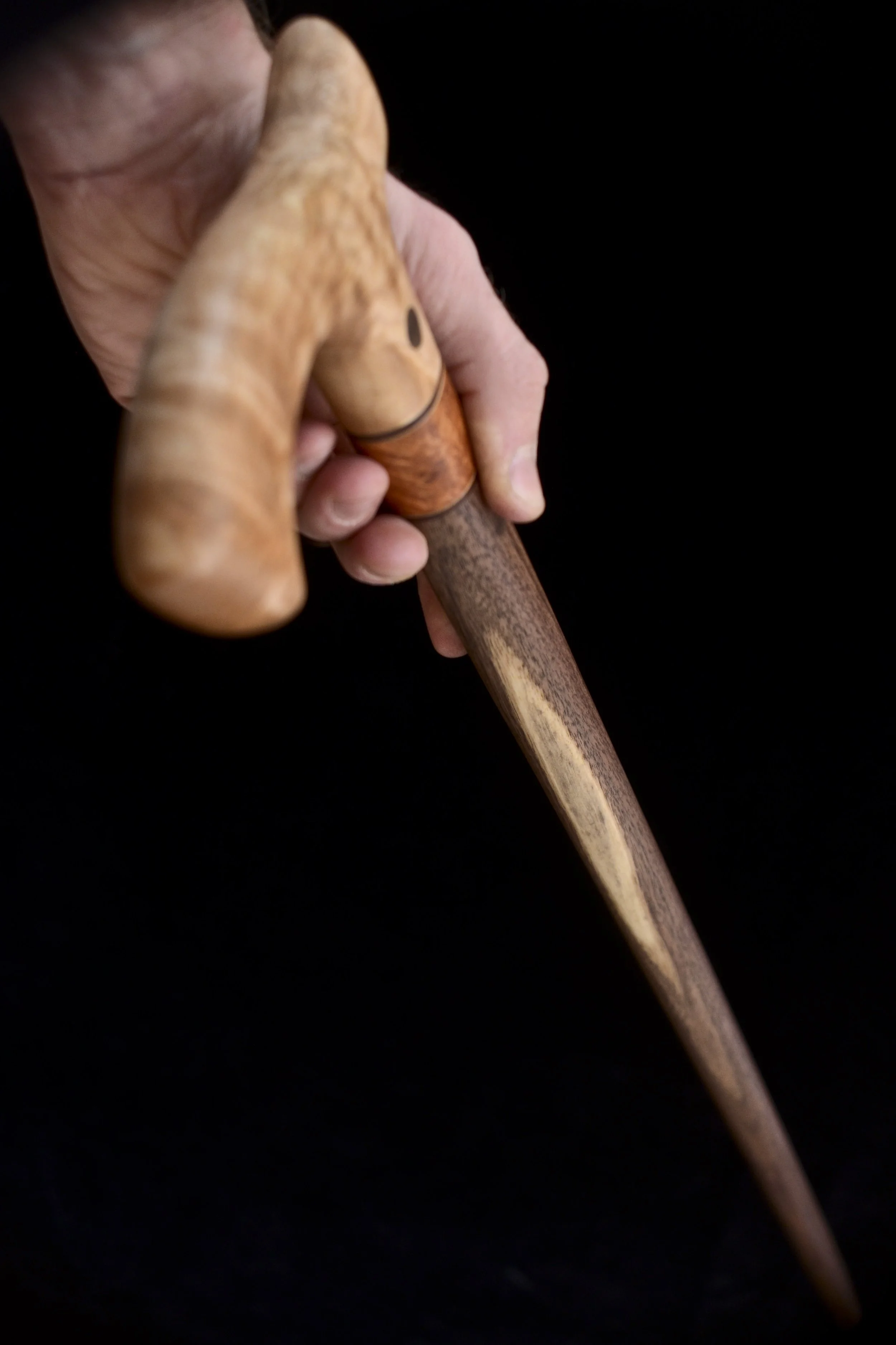 Quilted Maple and Walnut Cane — Gillis Canes, LLC