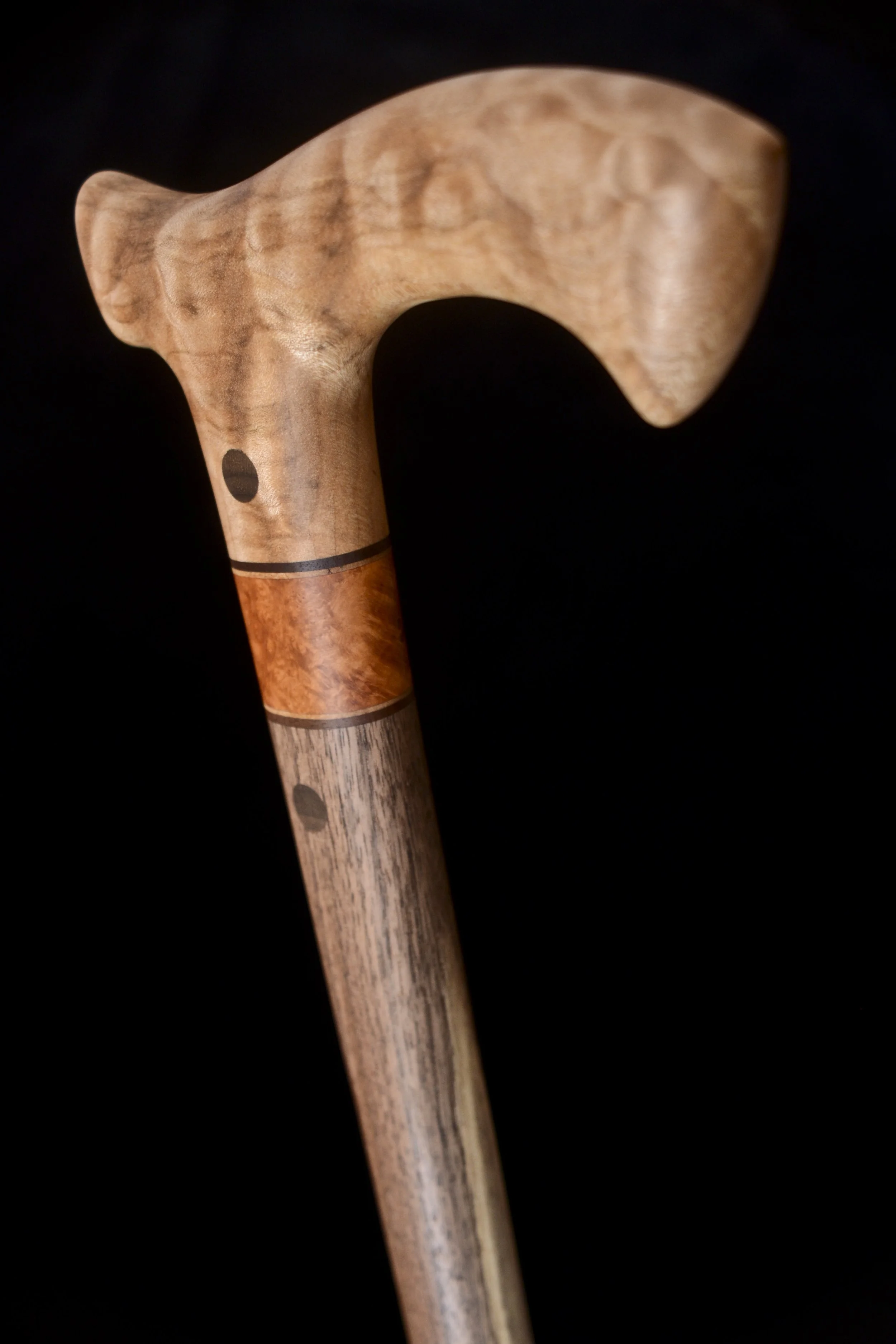 Quilted Maple and Walnut Cane — Gillis Canes, LLC