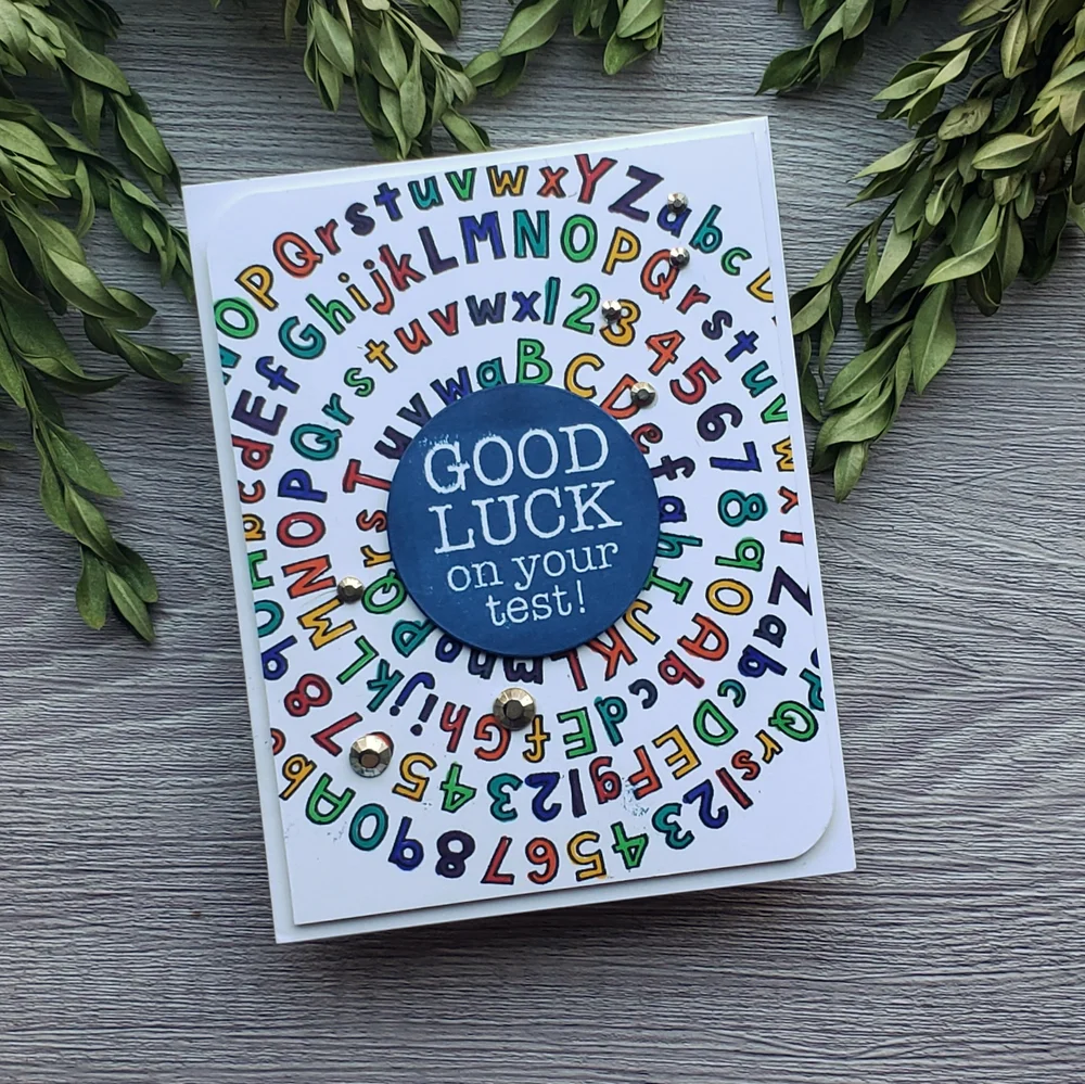 Stamptember Blog Party - Radiating Alphas Background Stamp — Del & Artie