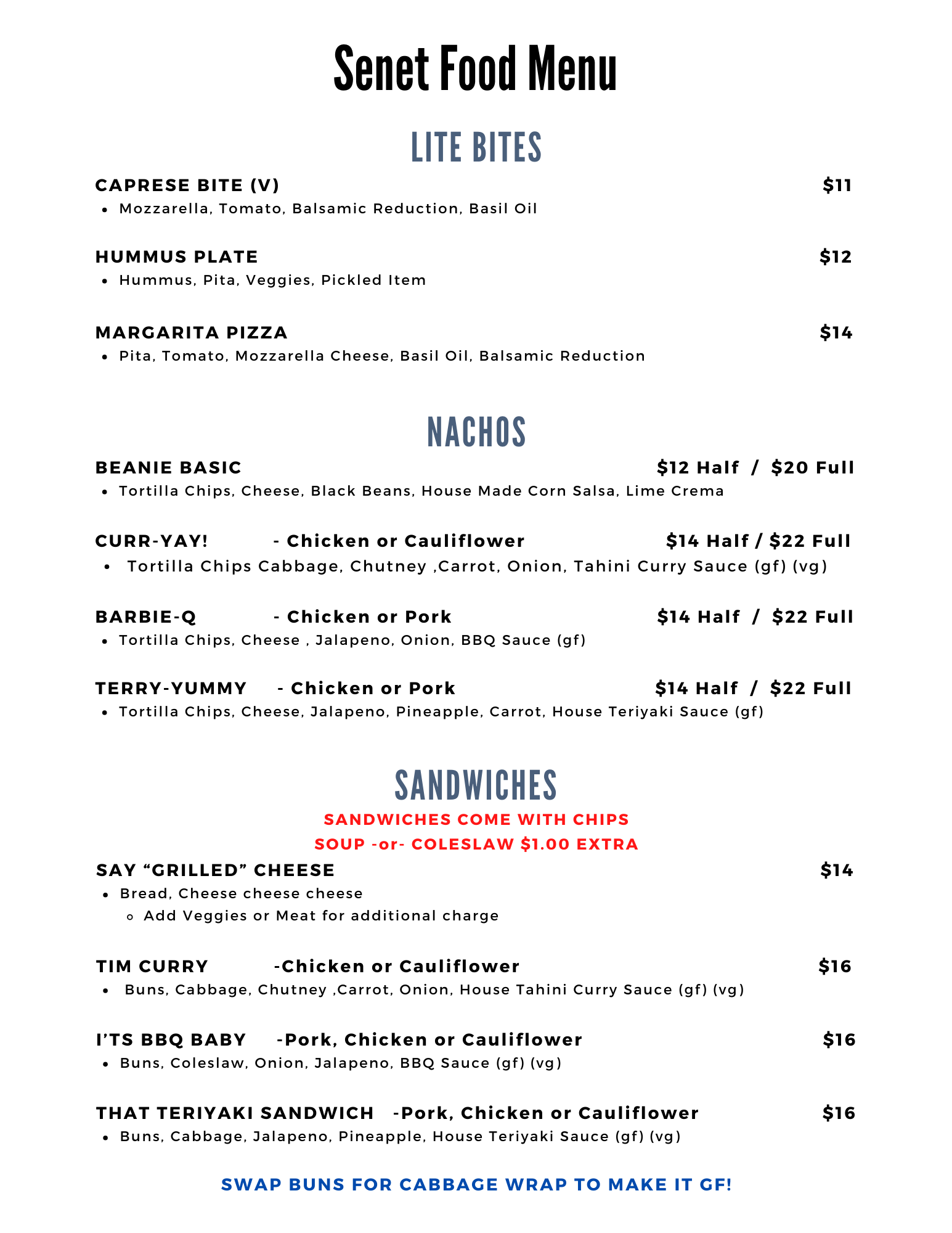Menu — Senet Game Bar
