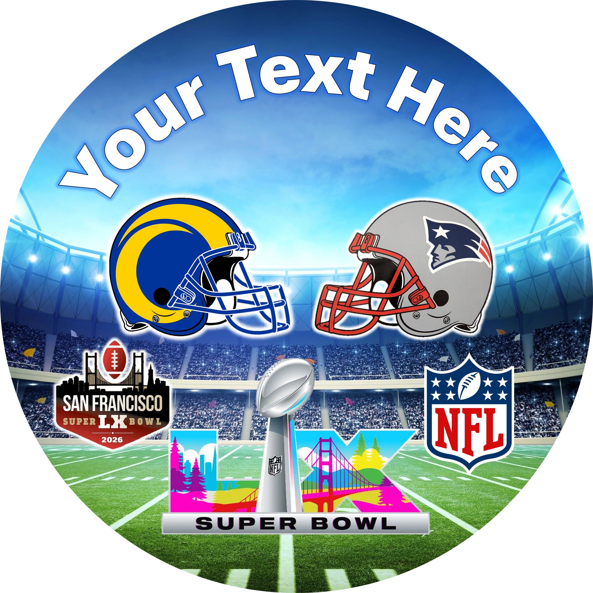 Super Bowl 2026 Los Angeles rams vs New England Patriots Edible Image ...