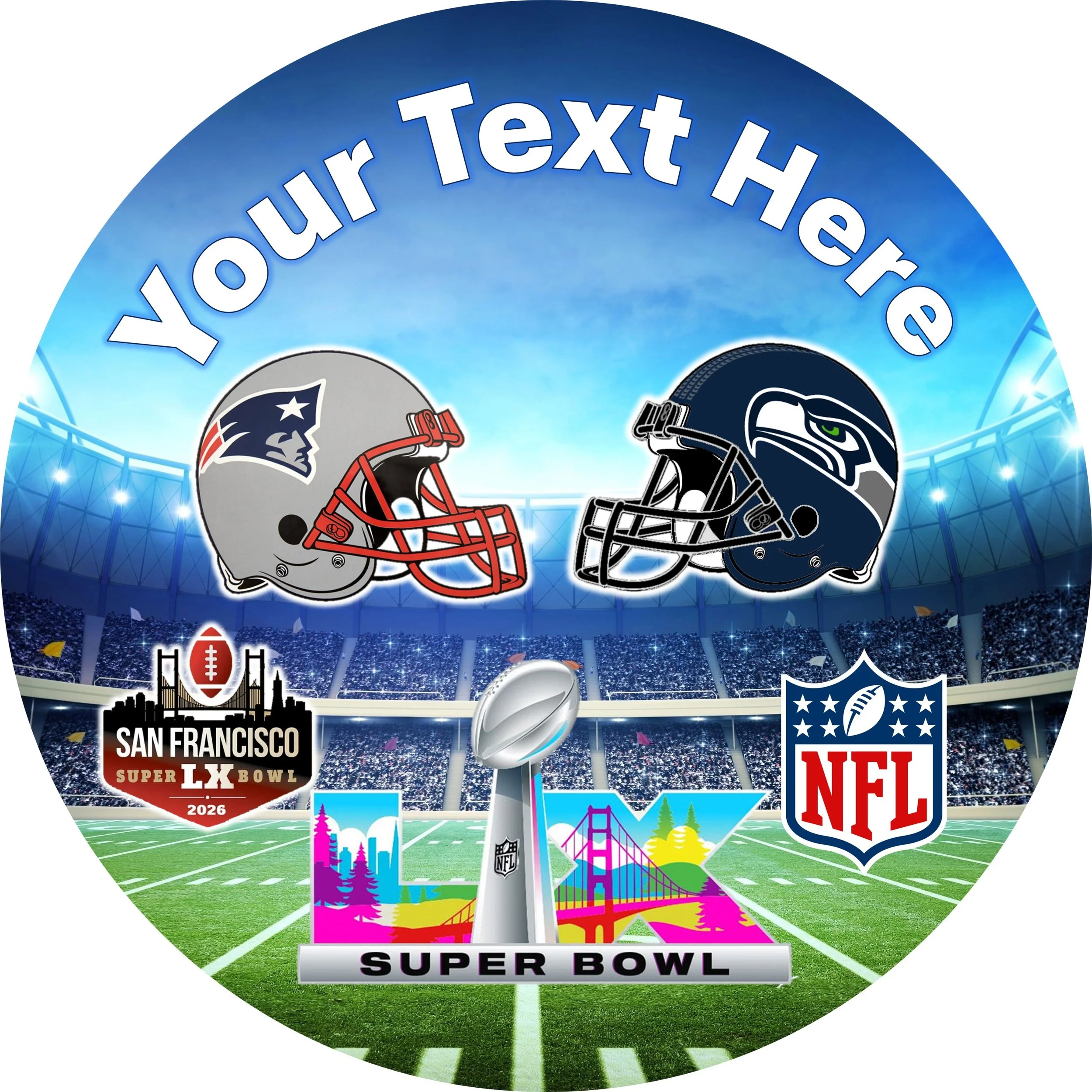 Super Bowl 2026 Seattle Seahawks vs New England Patriots Edible Image ...