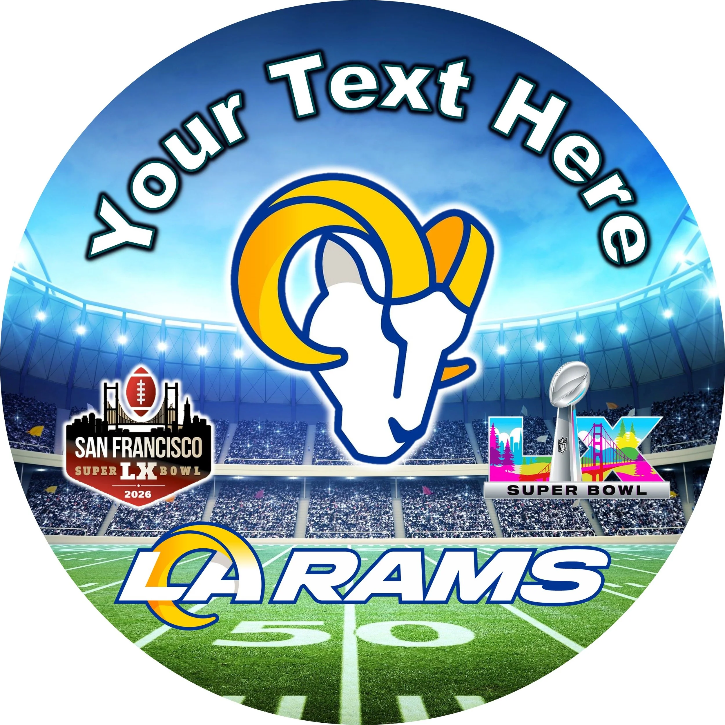 Super Bowl 2026 Los Angeles Rams Edible Image Cake Topper. — Choco House