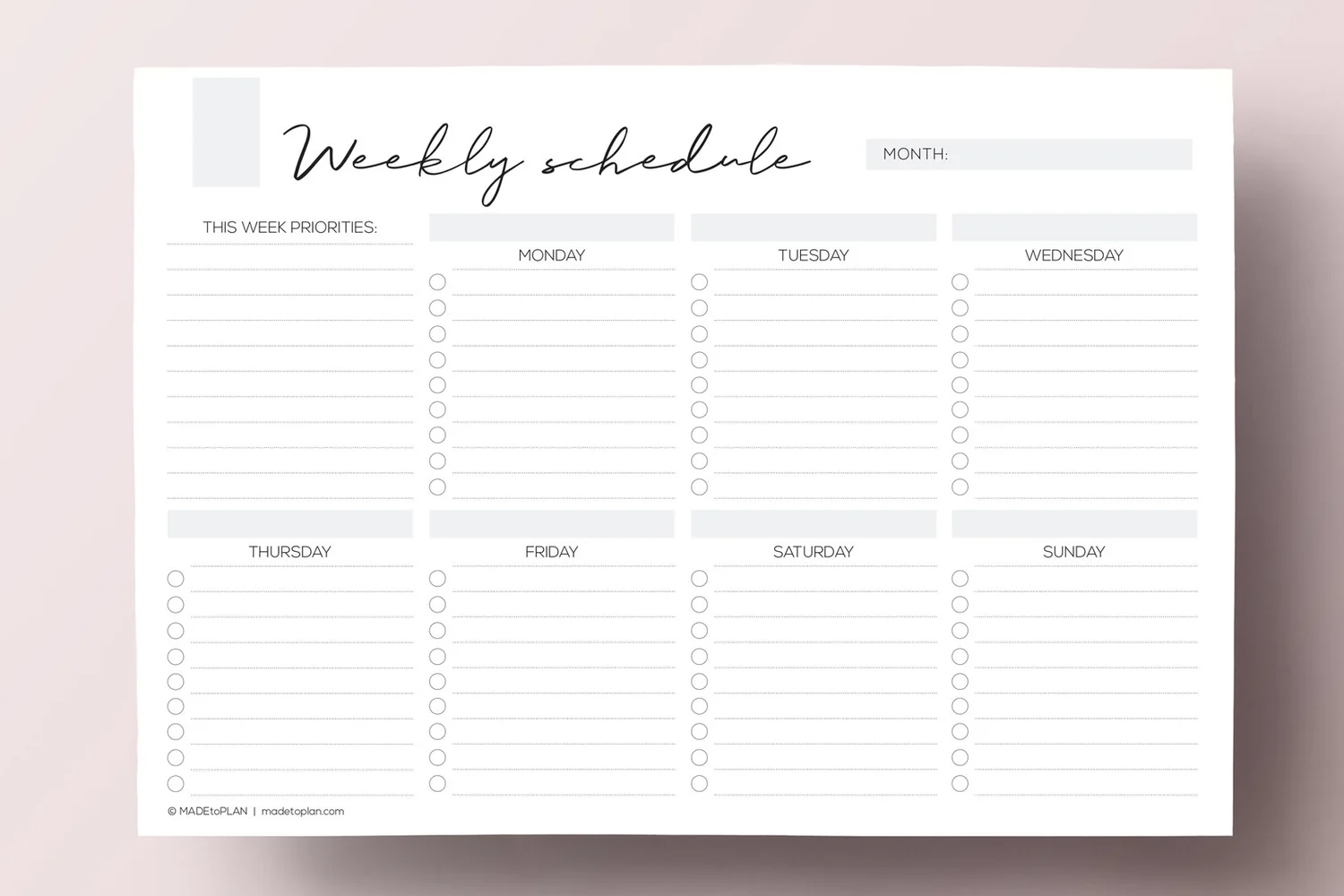 Weekly Schedule Printable