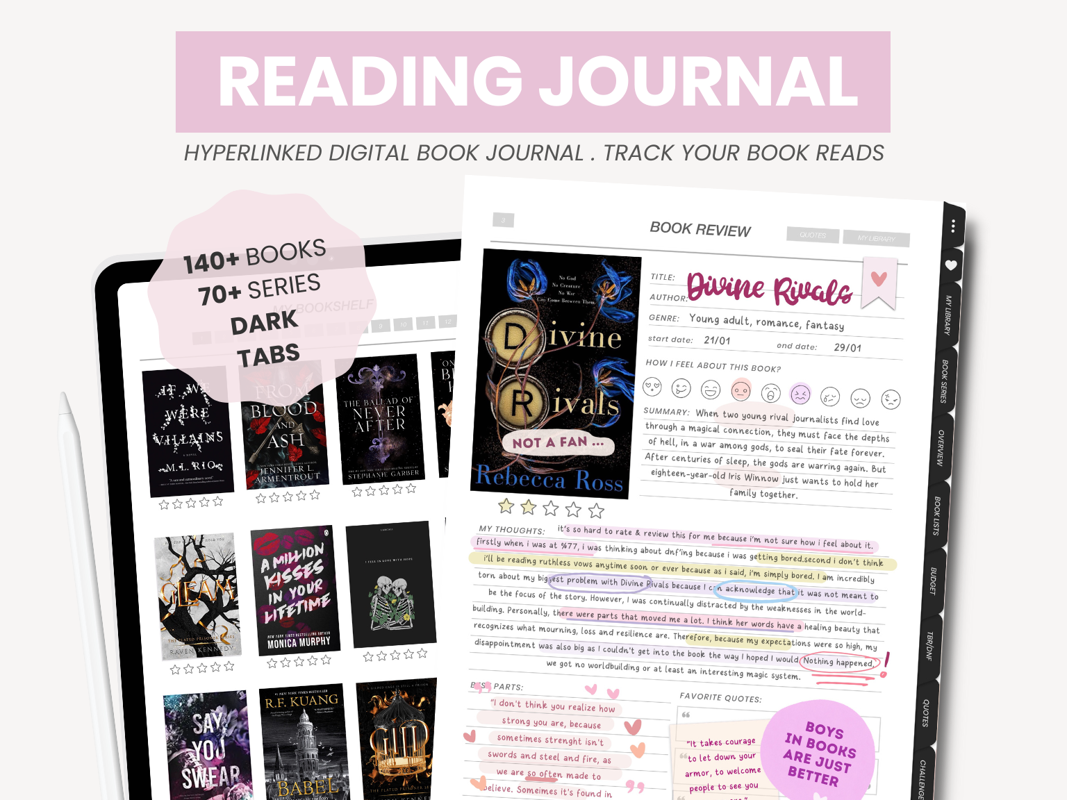 Digital Reading Journal - Digital Stationery by MADEtoPLAN