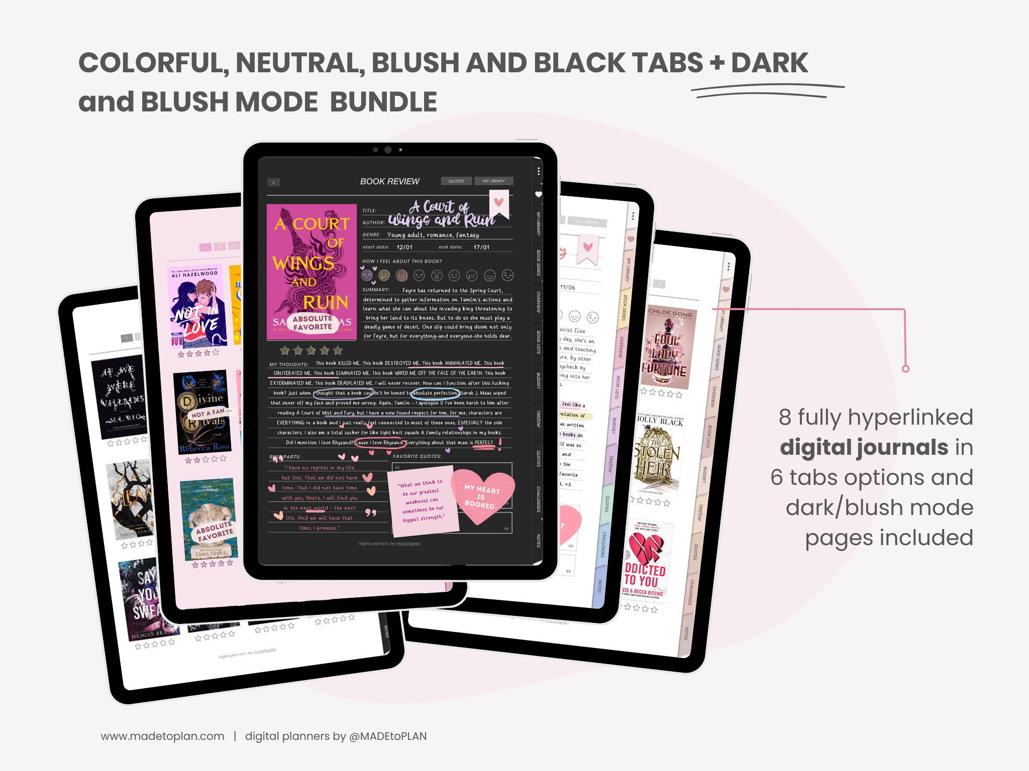 Digital Reading Journal BUNDLE — 2025 Digital Planners by MADEtoPLAN