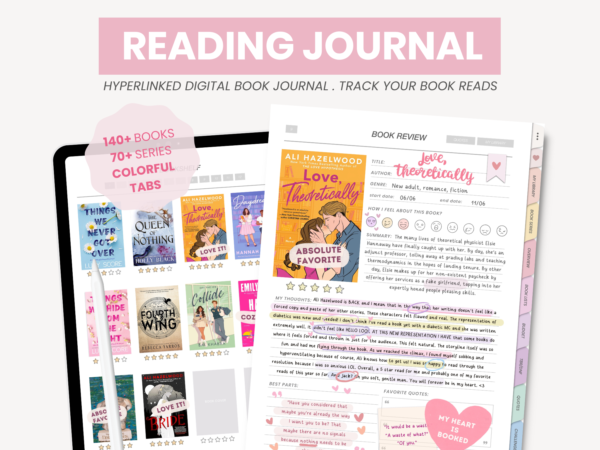 NEW Digital Reading Journal - Colorful Tabs - 2026 Digital Planners by ...