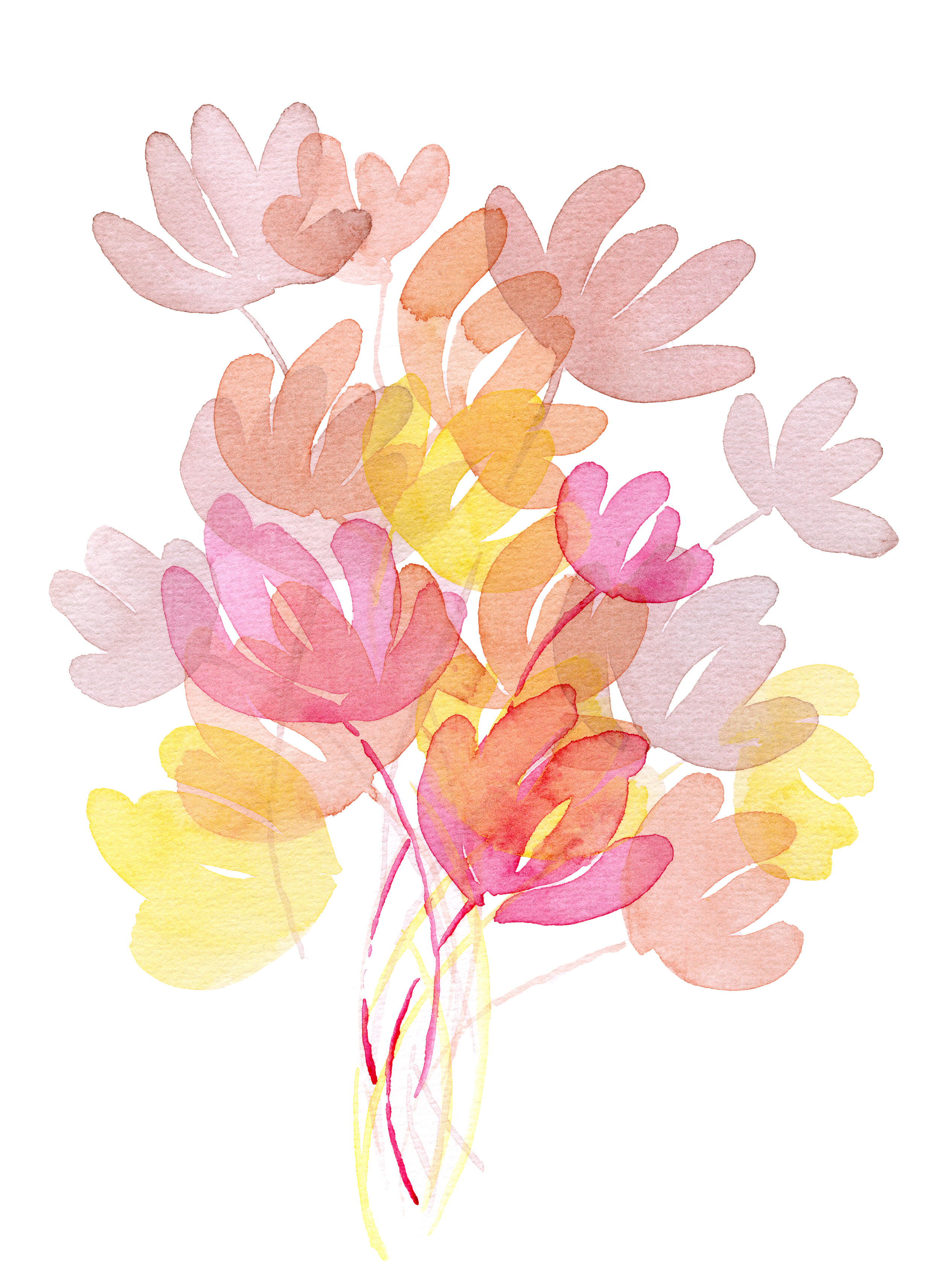 Peindre un bouquet de fleurs roses à l'aquarelle — Mirglis - Sarah Van ...