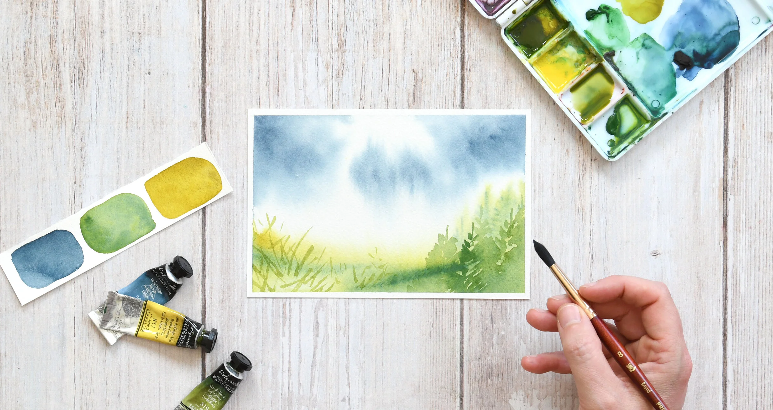 Peindre un paysage à l'aquarelle — Mirglis - Sarah Van Der Linden