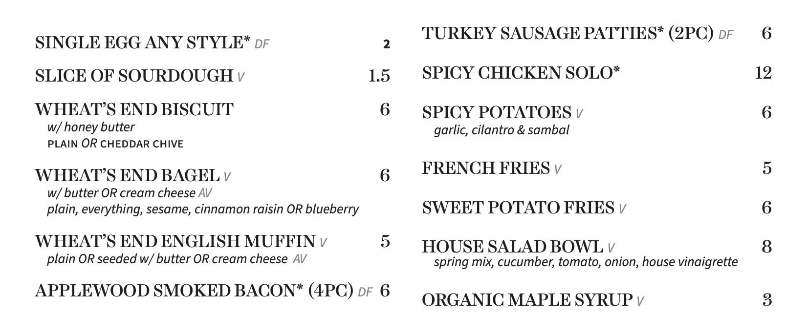 Menu — Wheat's End Café