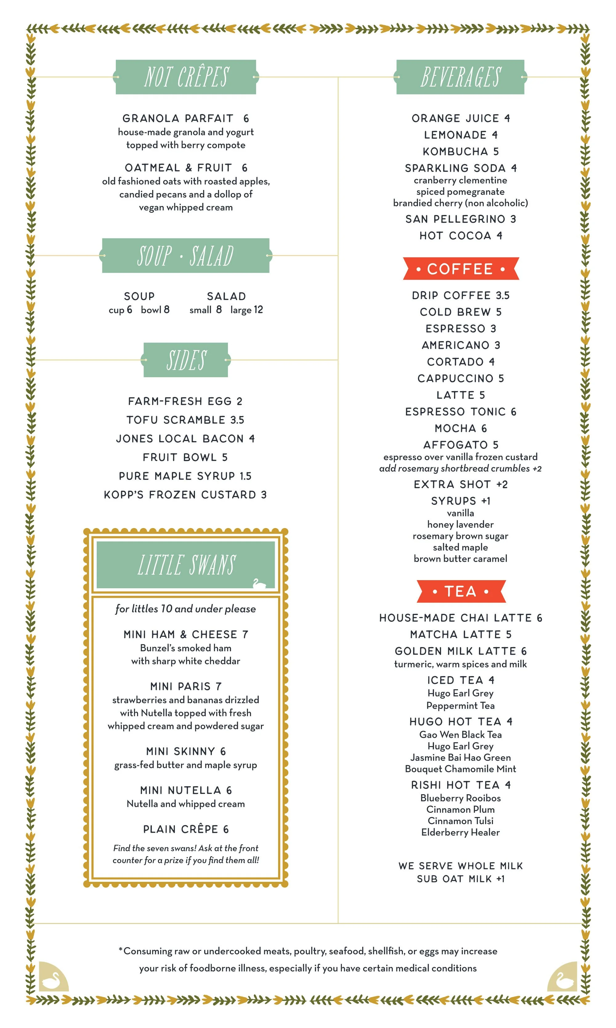 Milwaukee Menu — Seven Swans Crêperie