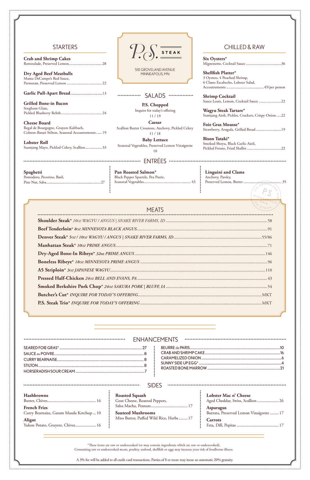 Dinner Menu | Explore Our Dinner Selections – Reserve Now — P.S. Steak