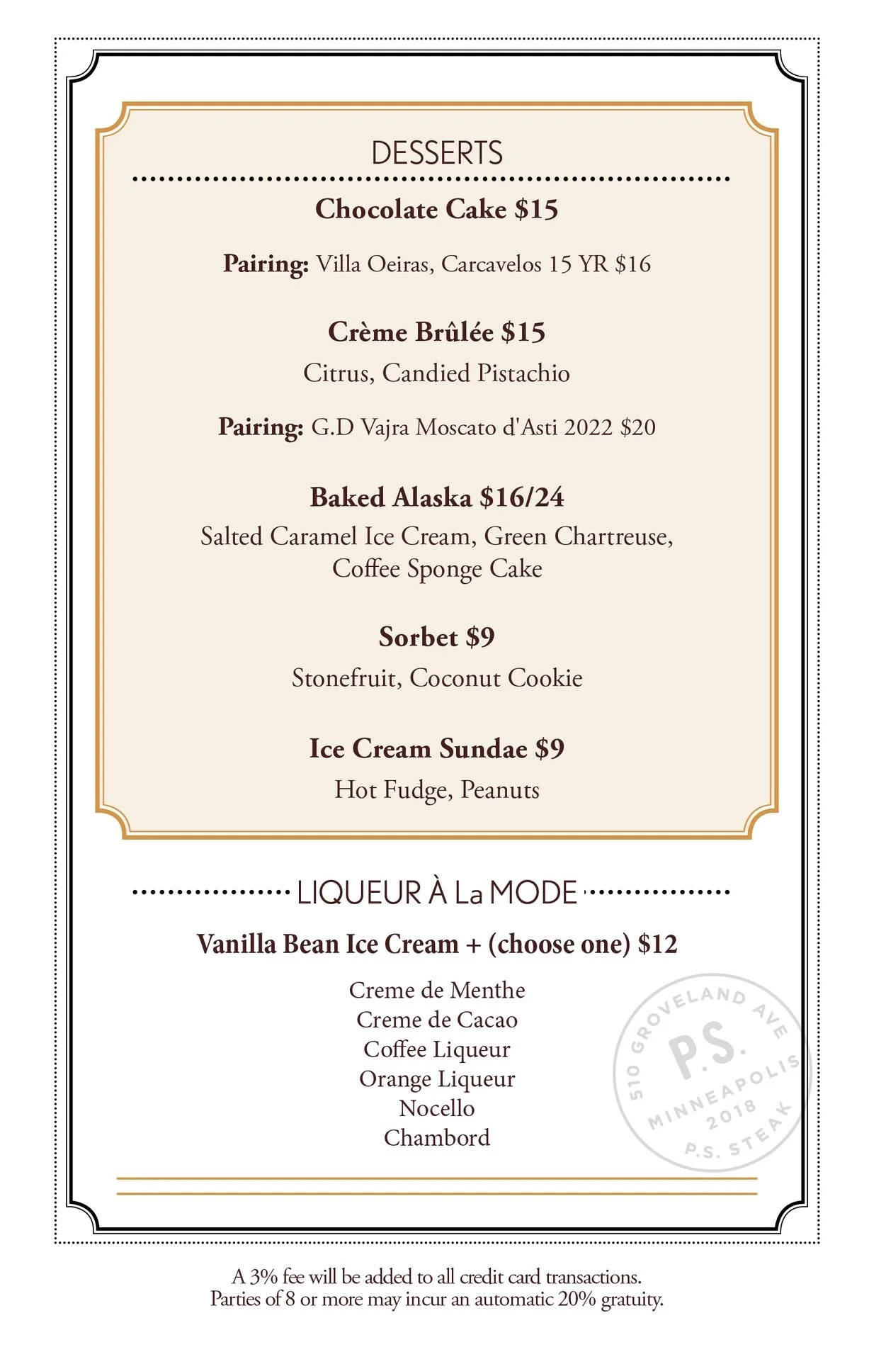 Dessert — P.S. Steak