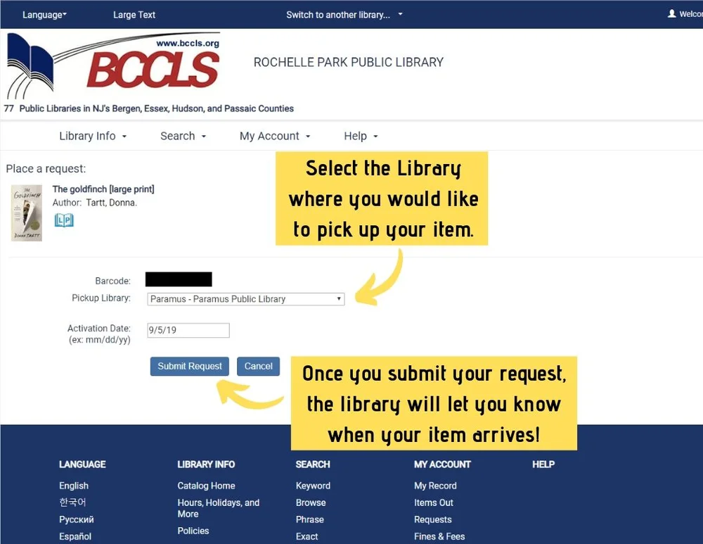 Logged-On Library: Accessing Your BCCLS Account — Rochelle Park Free ...