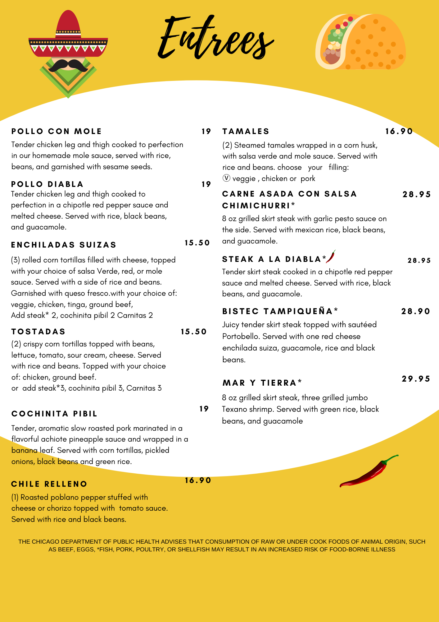 Spanish Menu Examples