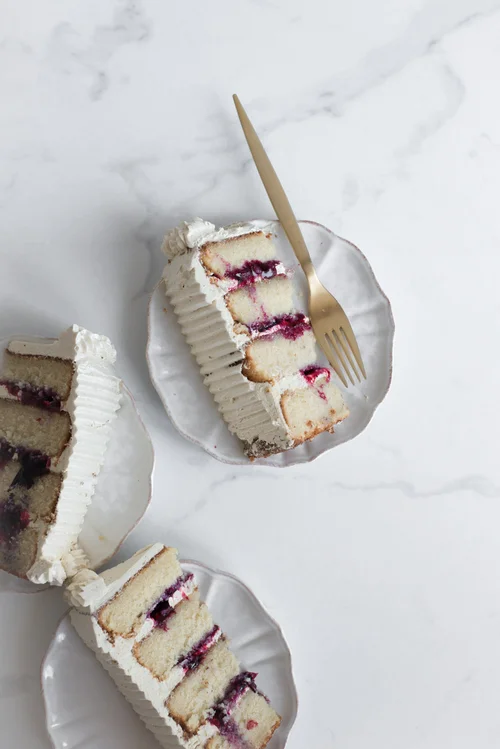 Marzipan Cake with Gin Blueberries and Brown Butter Swiss Meringue ...