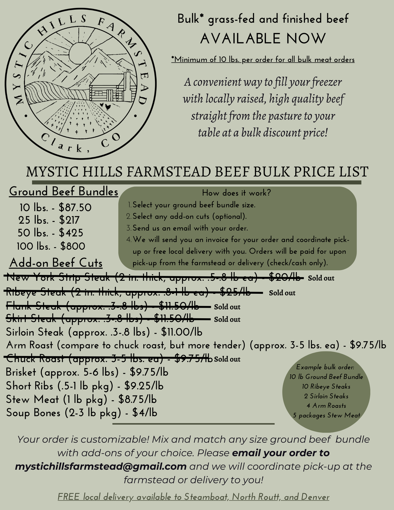 Bulk Beef and Lamb Cut/Price Sheets — Mystic Hills Farmstead