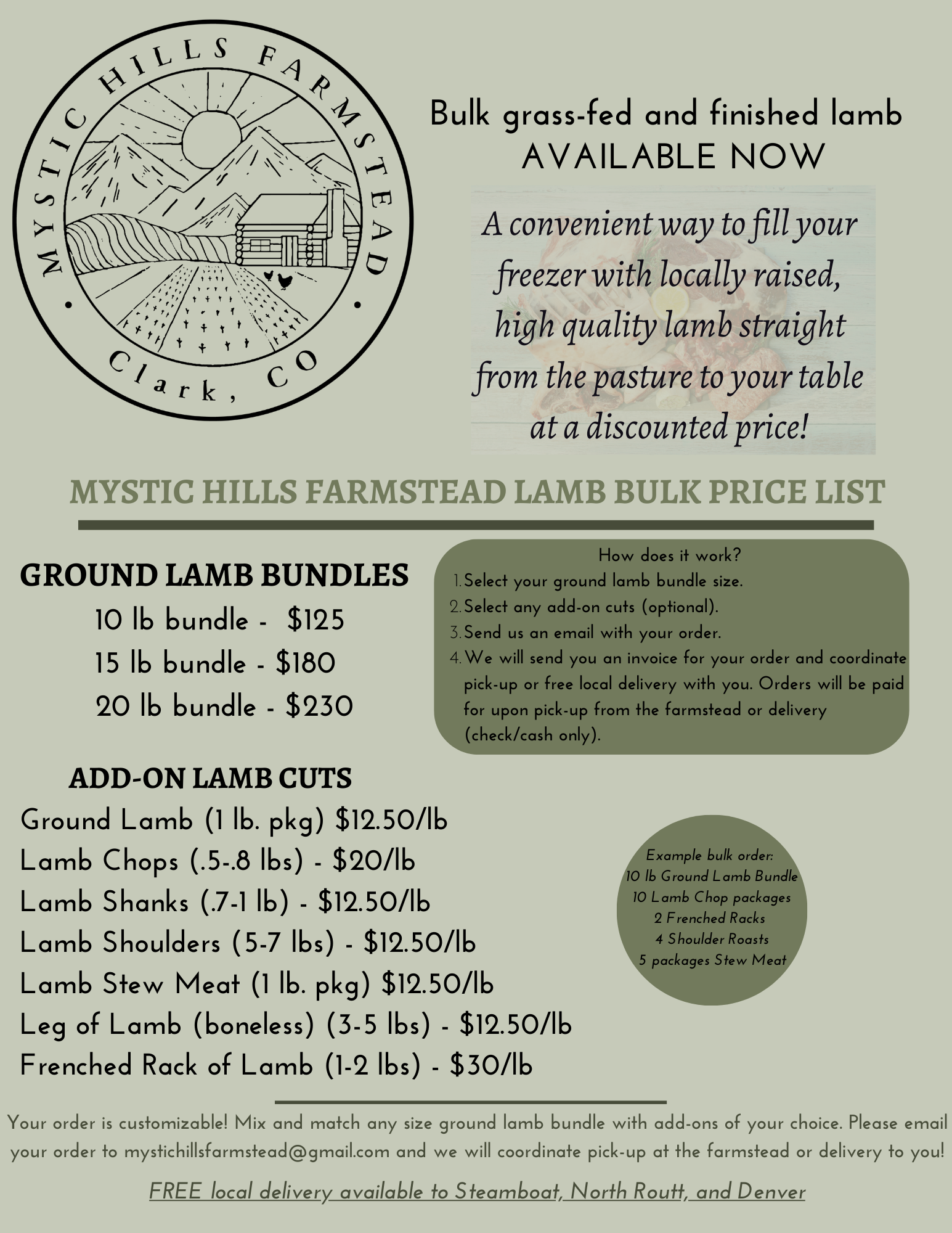 Bulk Beef and Lamb Cut/Price Sheets — Mystic Hills Farmstead