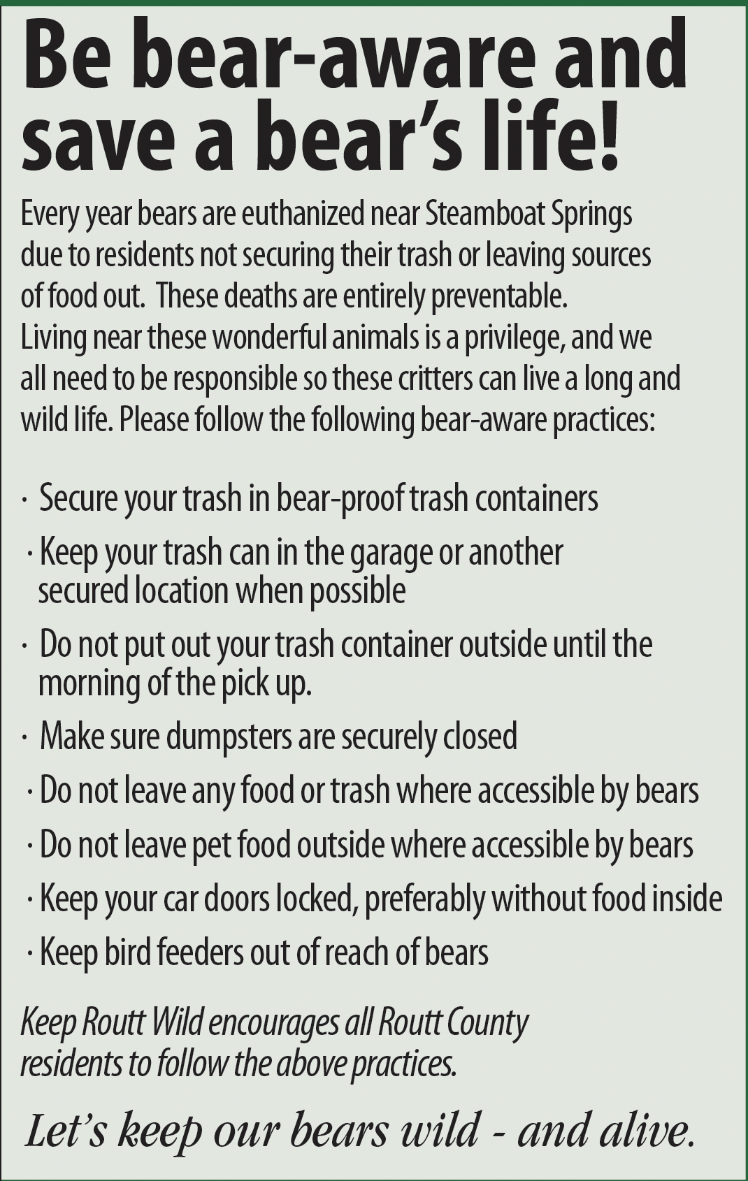 Be Bear Aware — Keep Routt Wild