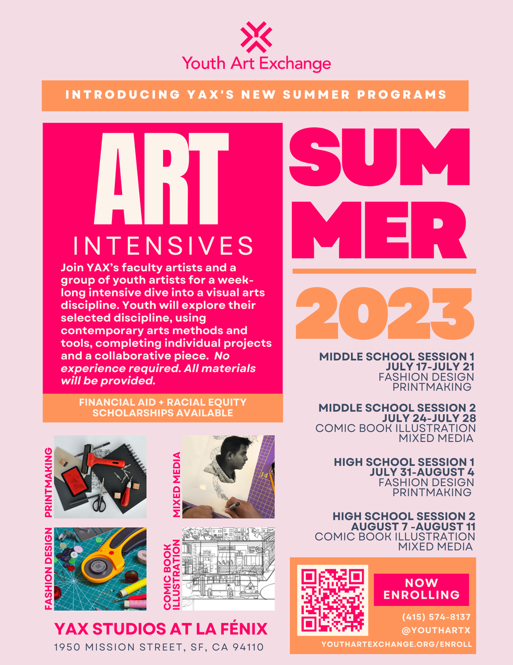 Enroll for free arts classes — Youth Art Exchange