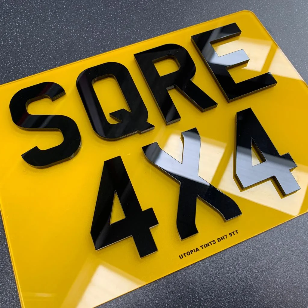 4x4 Square Number Plates For Land Rover Defender Etc Utopia Plates 4D Laser Cut Number 4x4 Square Number Plates For Land Rover Defender Etc Utopia Plates 4D Laser Cut Number