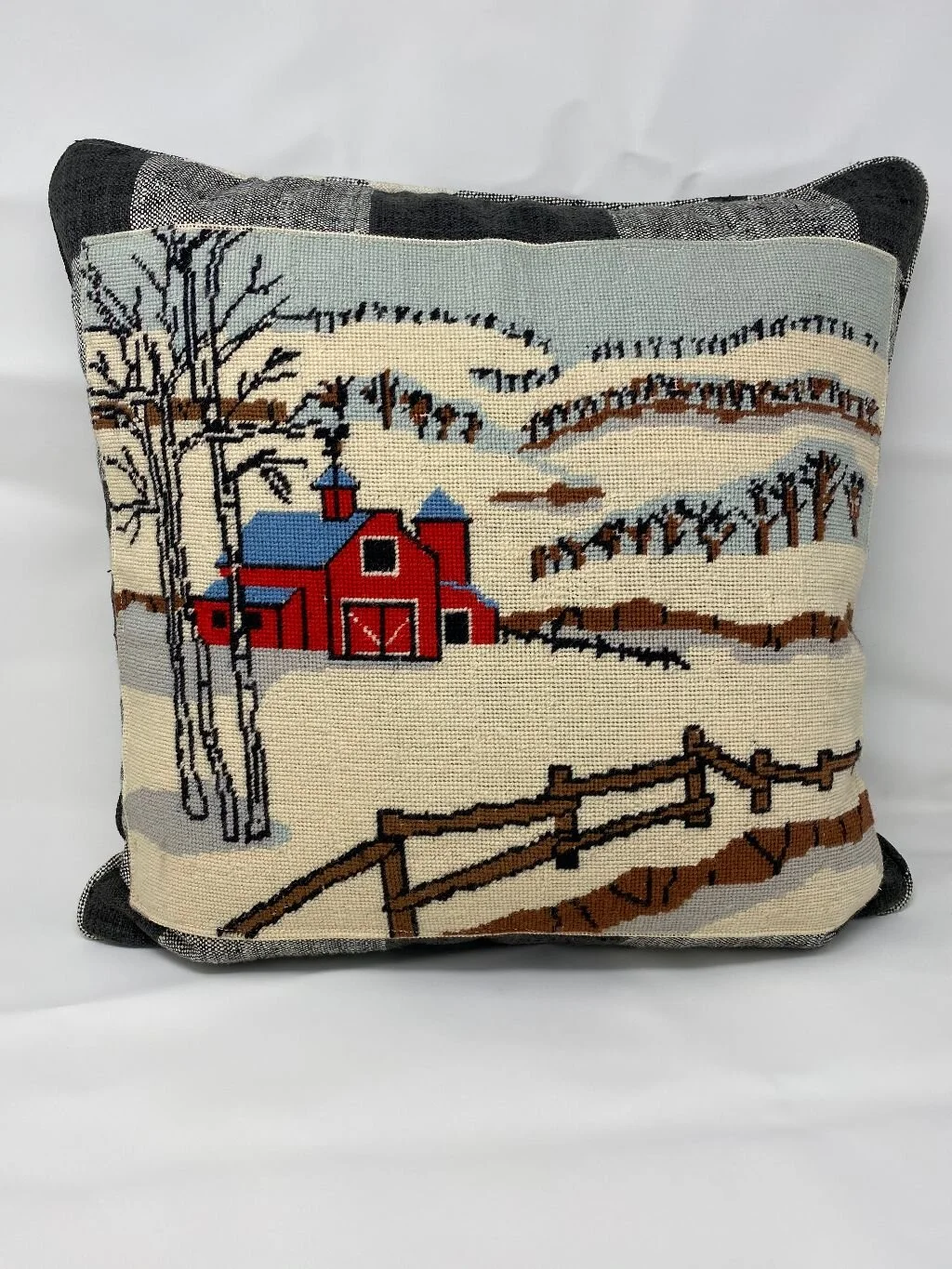 Vintage Needlepoint Winter Scene pillow — Sarah's Home