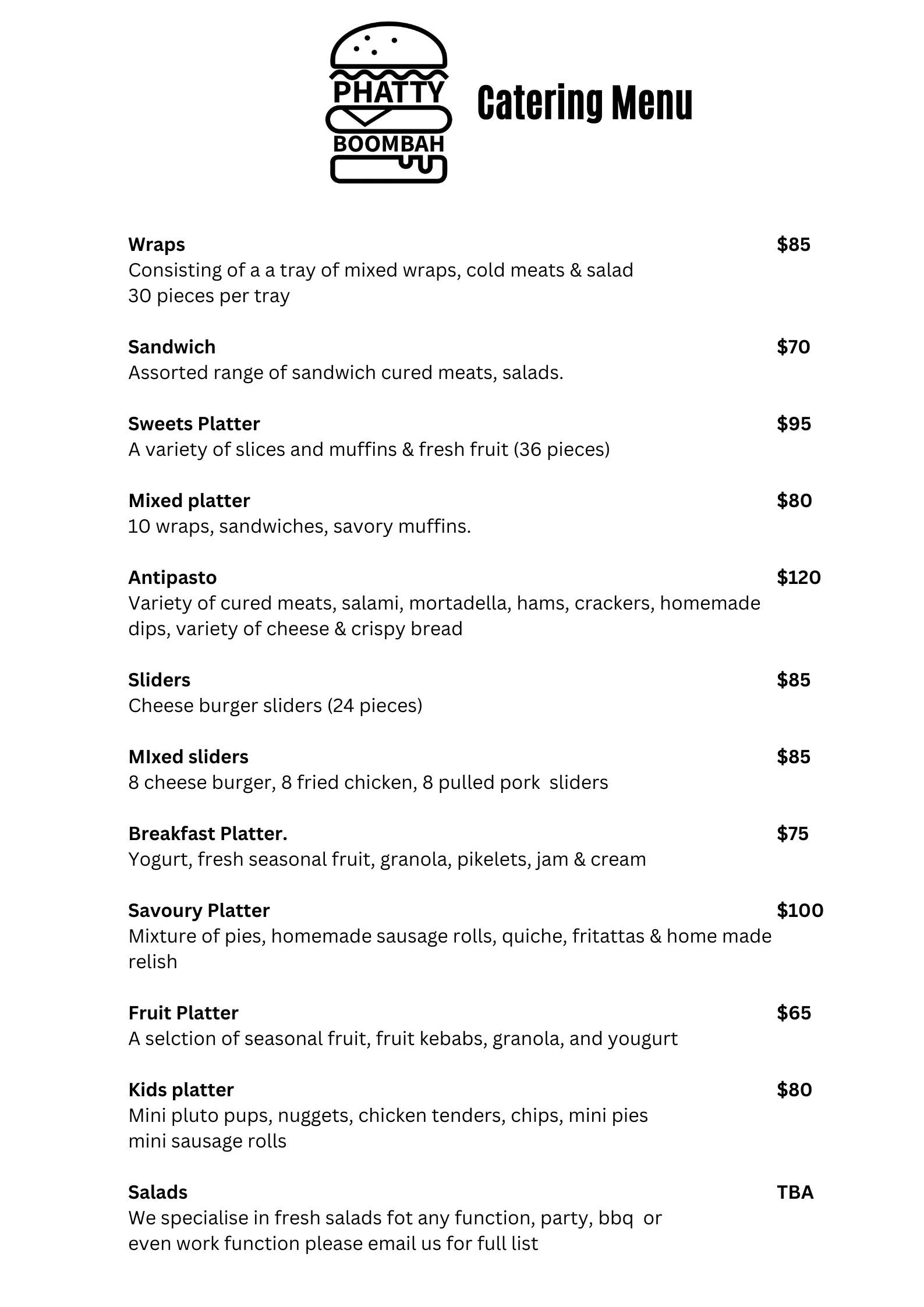 Catering — Phatty Boombah