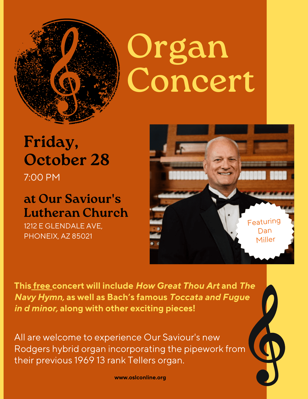Organ Concert featuring Dan Miller at Our Saviour's Lutheran, Phoenix ...