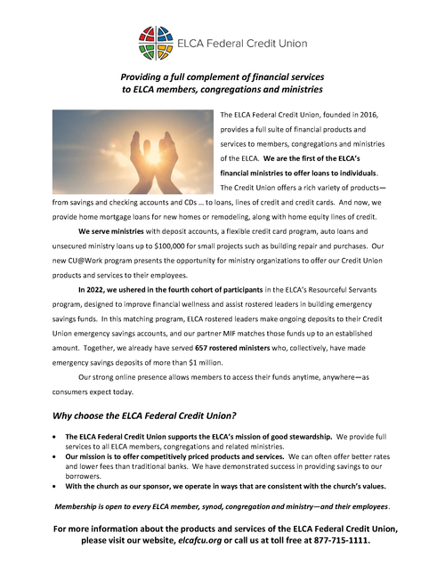 2023 ELCA Federal Credit Union report — Grand Canyon Synod of the ELCA