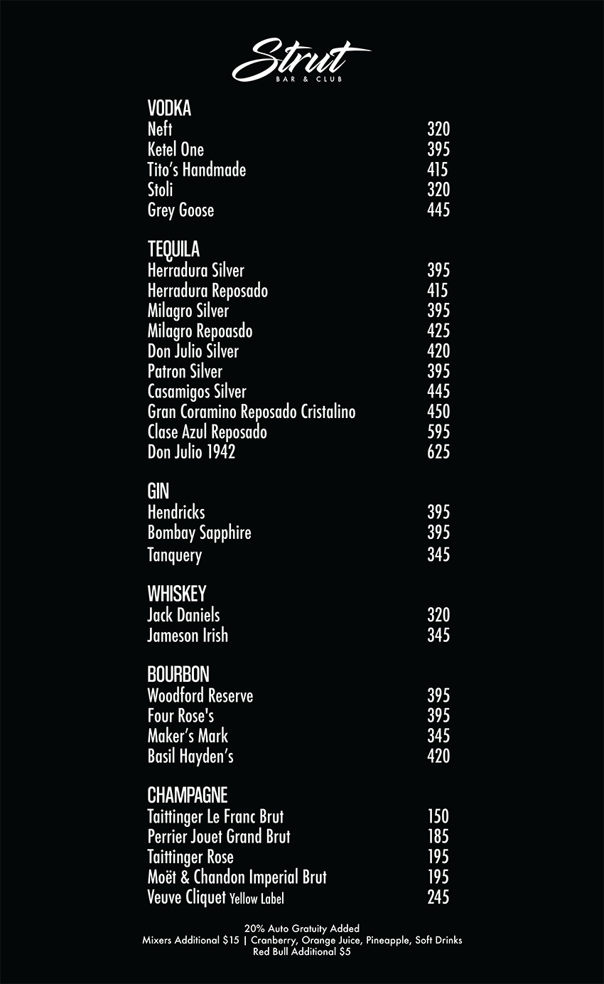 Bottle Service — Strut Bar & Club | Orange County's Premier Gay Bar & Club