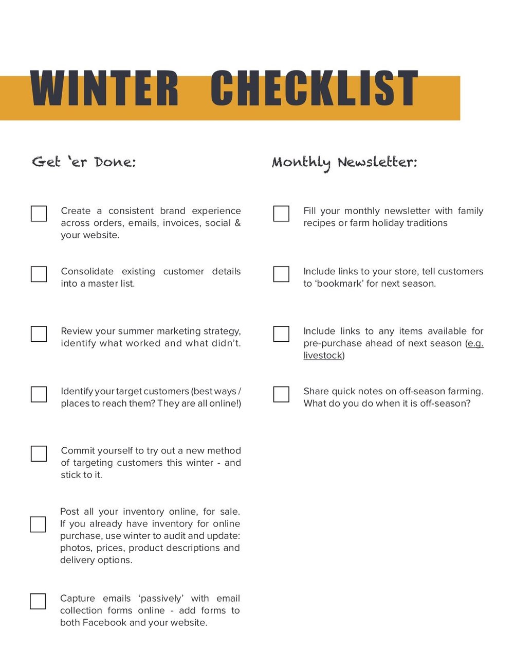 Winter Checklist - What To Do In the Off-Season for your Farm Business ...