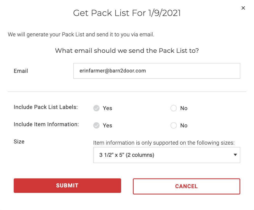 Useful: Pack List & Labels — BARN2DOOR