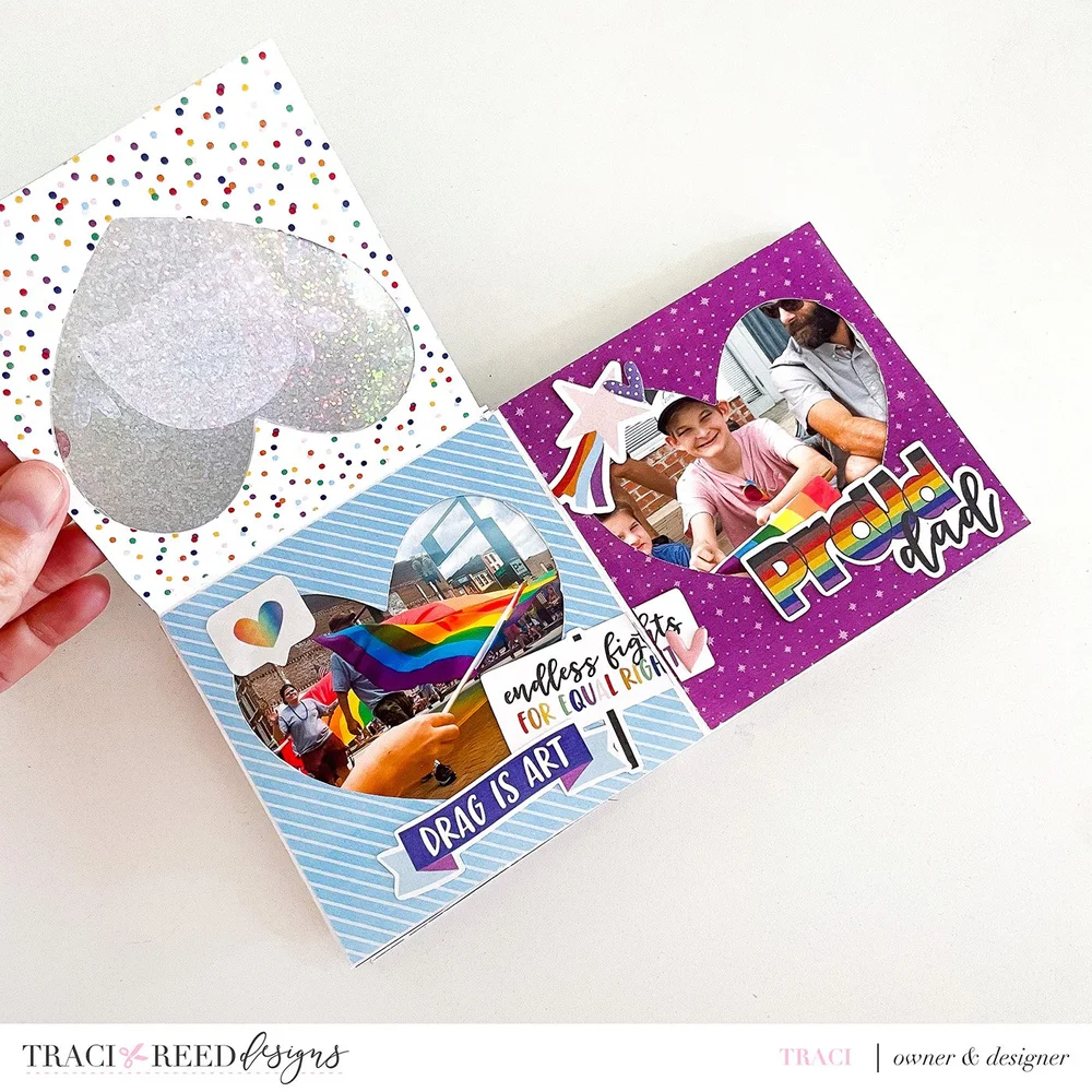 4x4 Pride Mini Album with Heart-Shaped Cut Outs by Traci using the ...