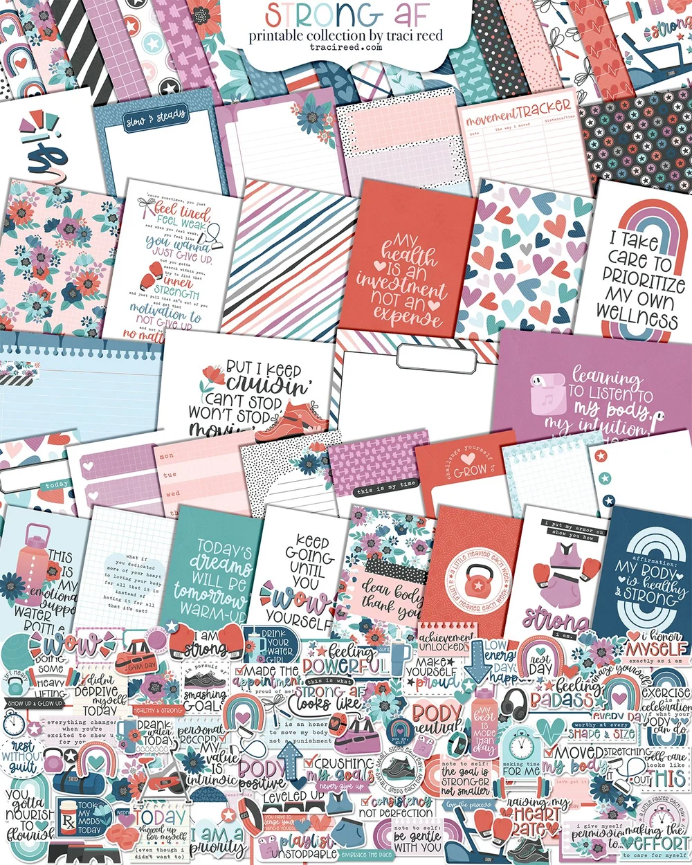 Printable Exercise & Fitness Scrapbook Papers, Stickers, Cards ...
