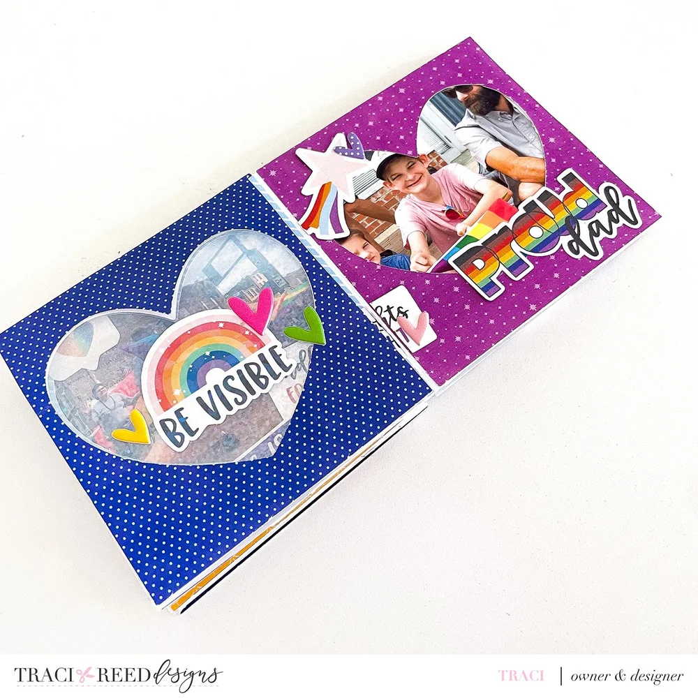 4x4 Pride Mini Album with Heart-Shaped Cut Outs by Traci using the ...